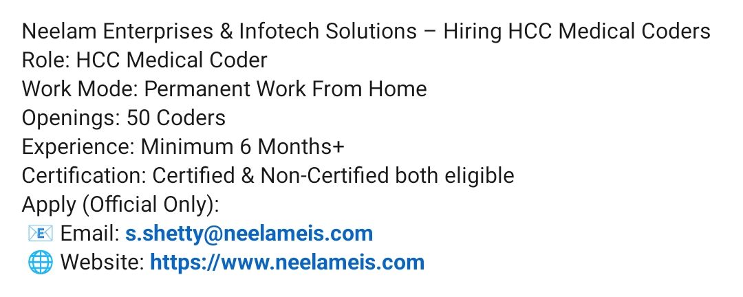 Permanent Work From Home Medical Coding Jobs: HCC Coder Positions ...