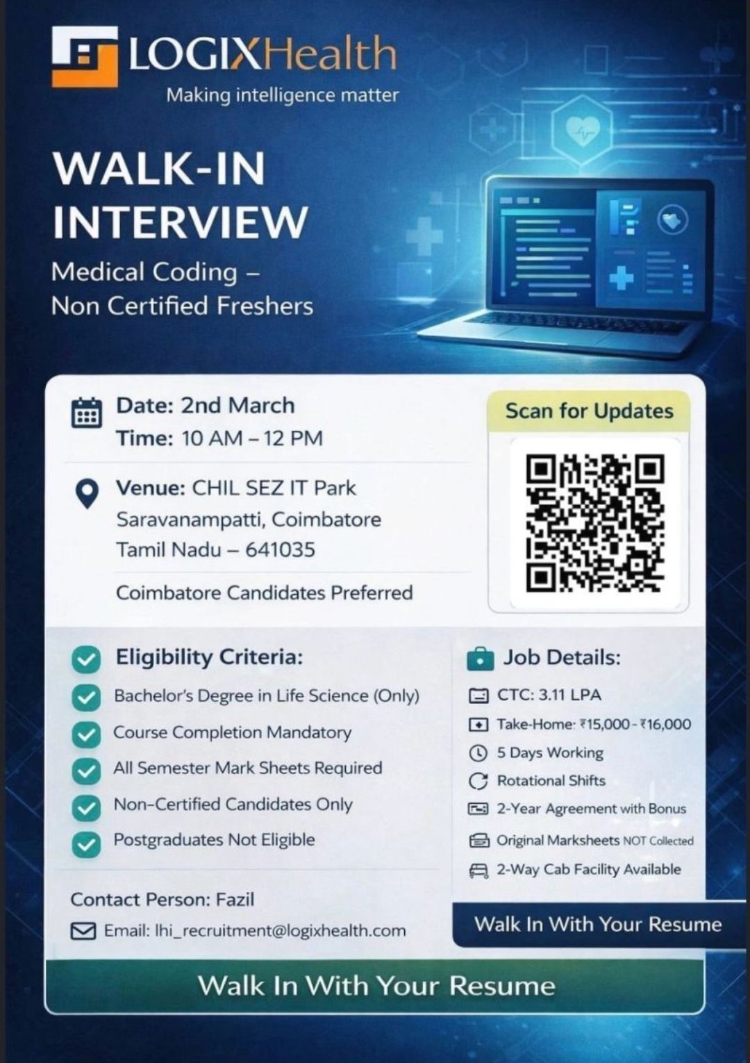 Walk-In Interview for Medical Coding Freshers (Non-Certified ...