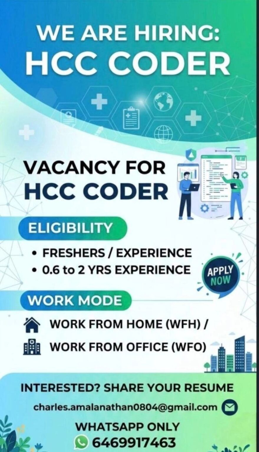 Hiring HCC Coder 2026: Freshers & Experienced | Work from Home / Office ...